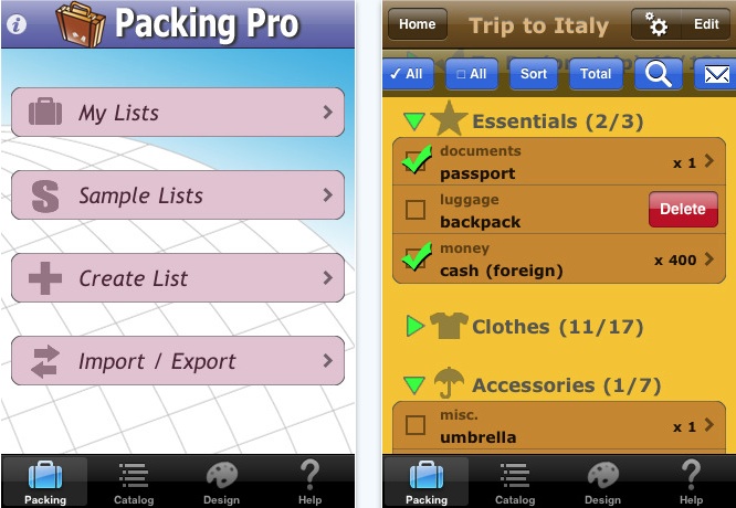 Packing Pro - L'applicazione per ricordarsi cosa portare nei bagagli in ...