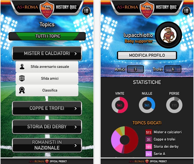 AS Roma History Quiz, la nuova applicazione ufficiale sulla storia ...