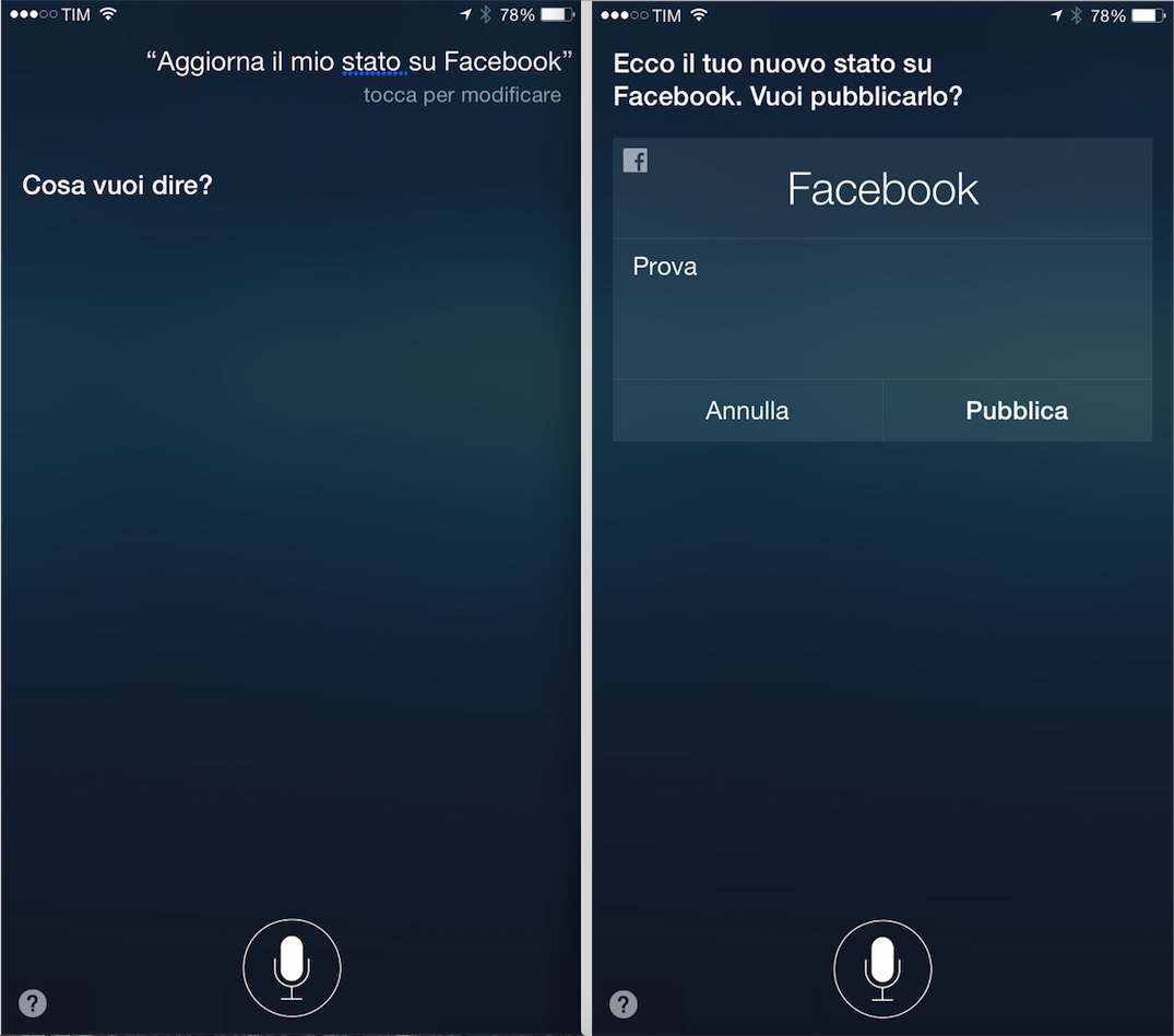 Come aggiornare il tuo status su Facebook con Siri