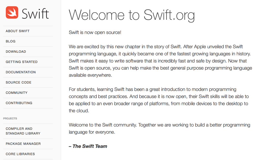 Il linguaggio di programmazione Swift di Apple diventa open source