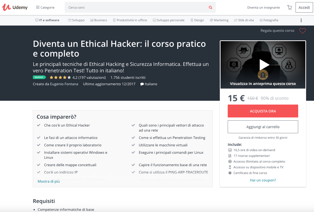Diventare Ethical Hacker? E’ possibile con il corso pratico completo ...