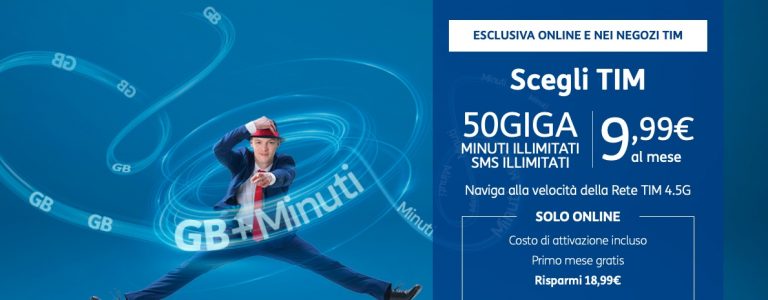 Offerta TIM Online: minuti illimitati, SMS illimitati e 50 GIGA a 9,99 ...