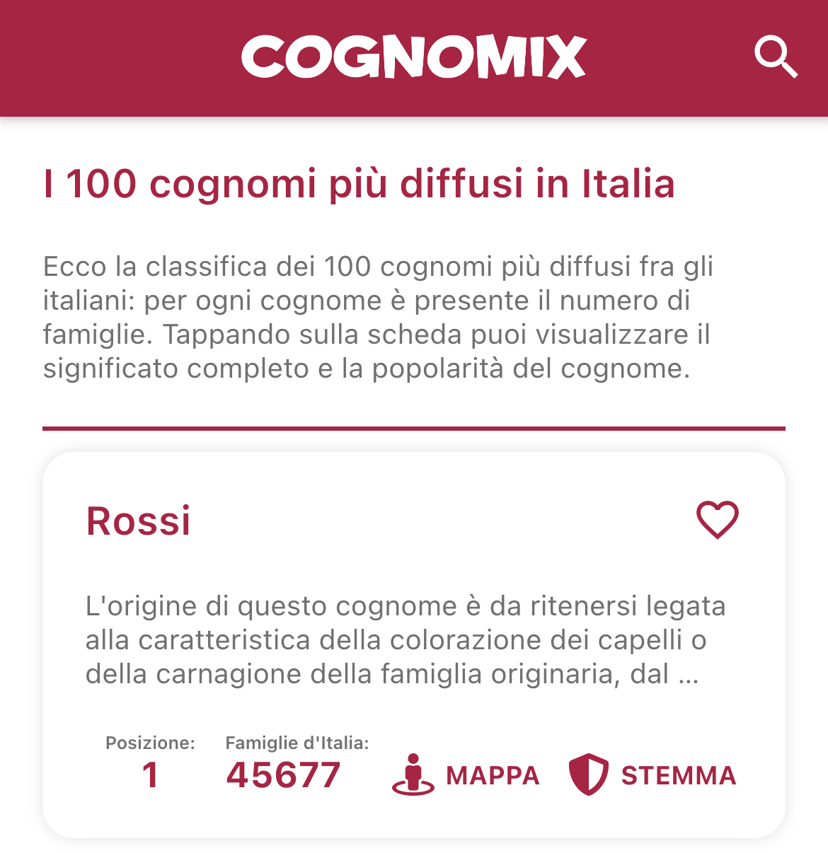 Cognomi d'Italia: nessun segreto con Cognomix! - iPhone Italia